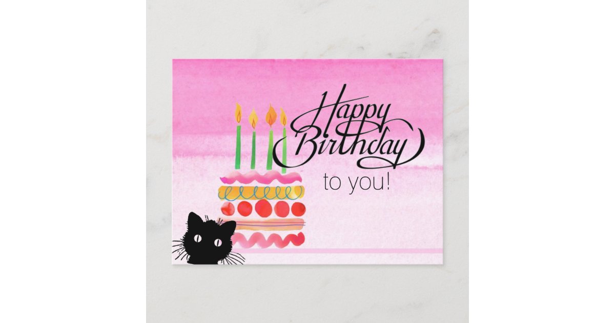 Cat Photo Bomb Happy Birthday Postcard | Zazzle