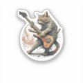 Cat Playing Guitar Rock Cat Heavy Metal Cat Mus Sticker | Zazzle