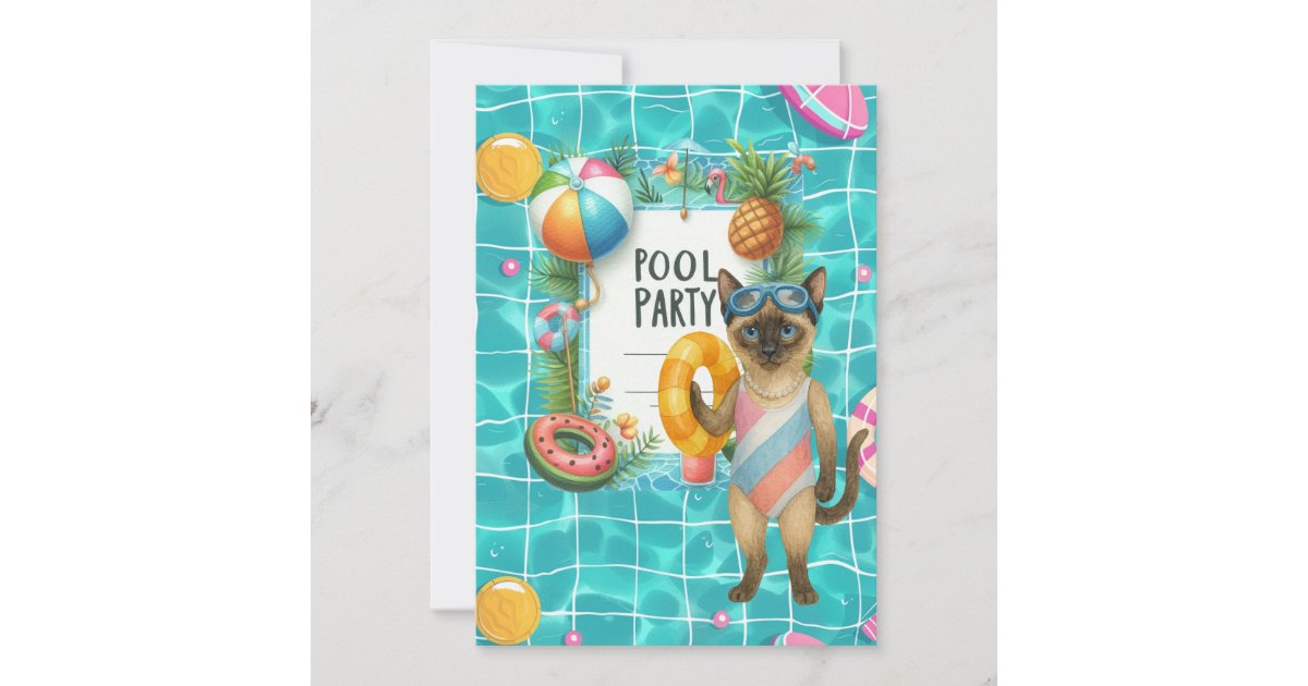 Cat Pool Party Invitation | Zazzle