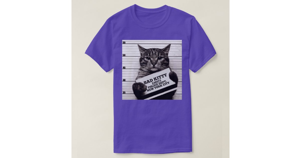 Cat Prison Jail Prisoner Bad Kitty Mugshot T-Shirt | Zazzle