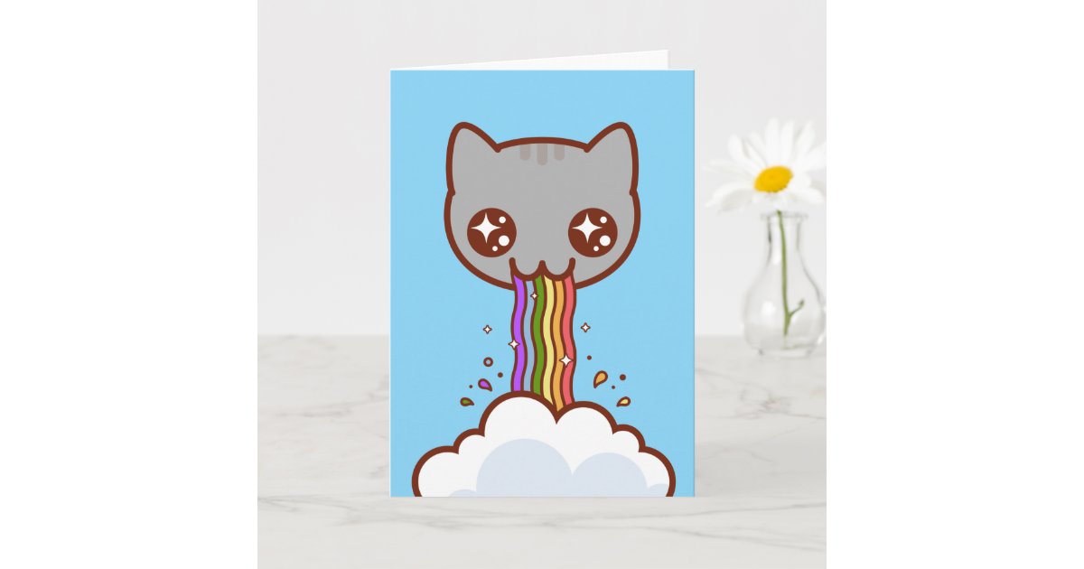 CAT PUKING RAINBOW - Funny Cat Card | Zazzle