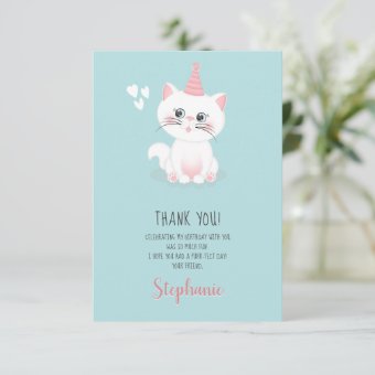 Cat Purr-fect Day Birthday Thank You Invitation | Zazzle