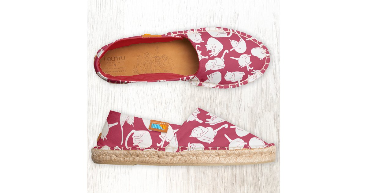 Cat Red White Magenta Pink Espadrilles | Zazzle