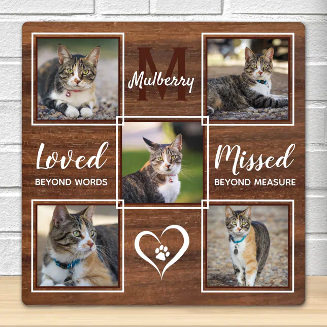 Cat Remembrance Memorial Unique Photo Collage Plaque | Zazzle