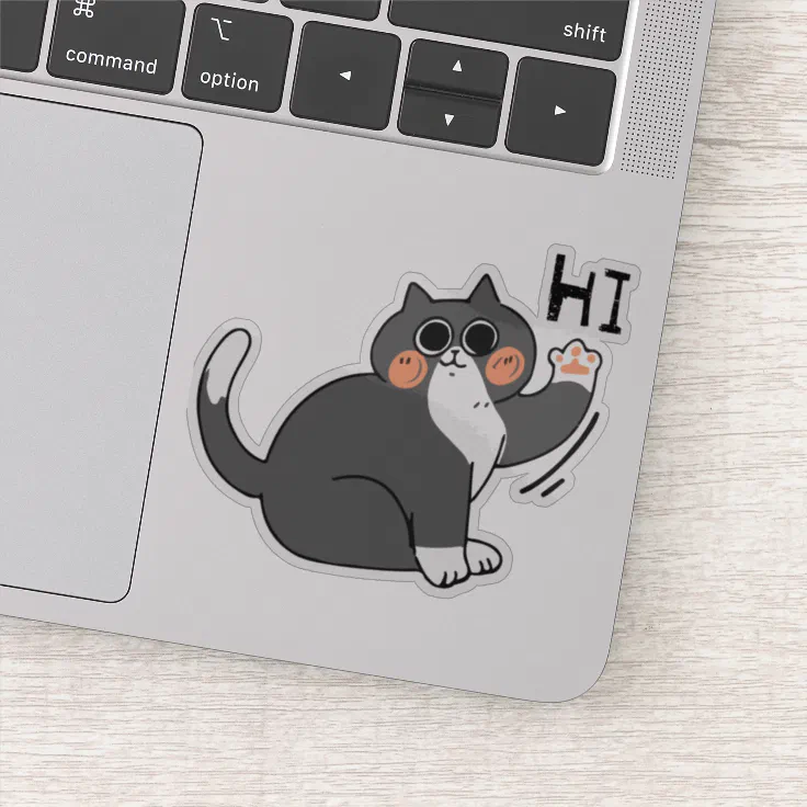 Cat Says Hi Sticker | Zazzle