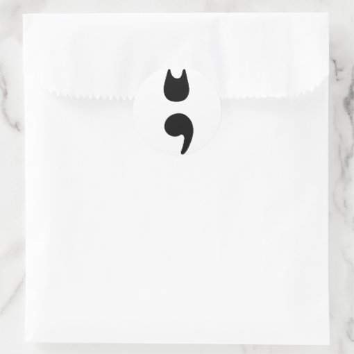 Cat Semicolon Sticker | Zazzle