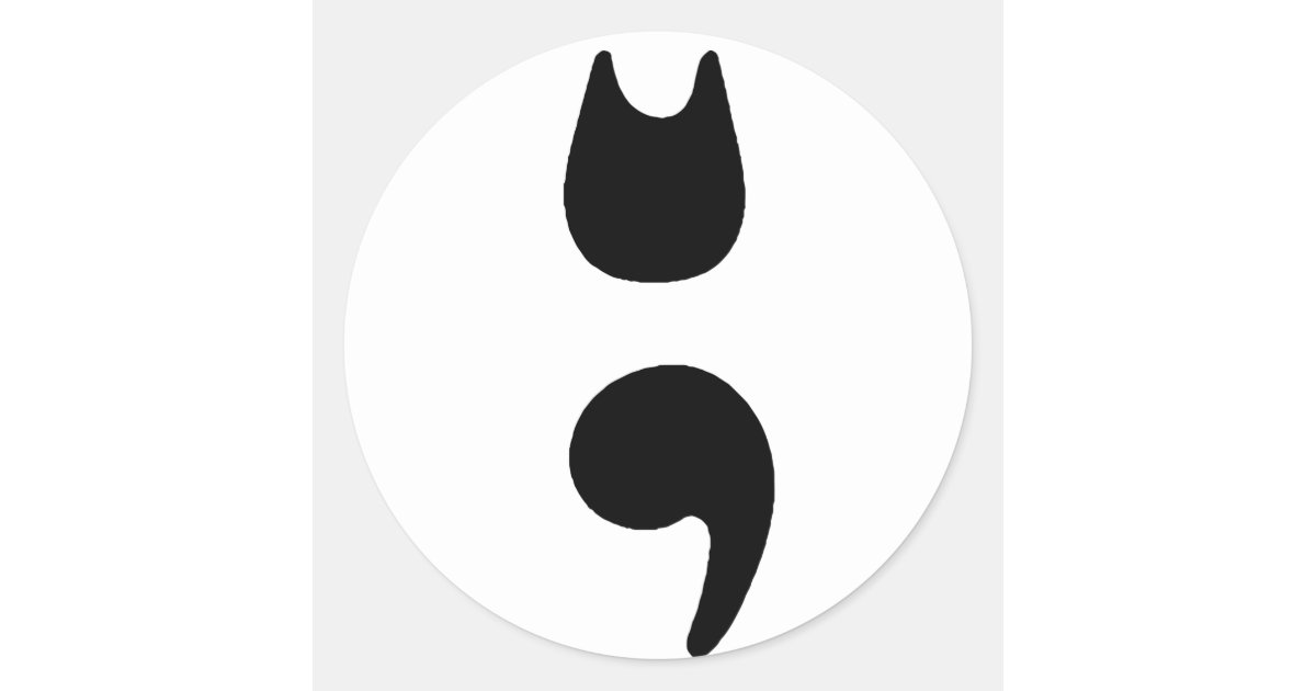 Cat Semicolon Sticker | Zazzle