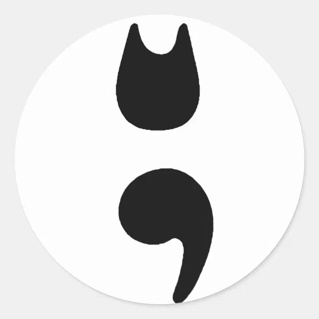 Cat Semicolon Sticker | Zazzle