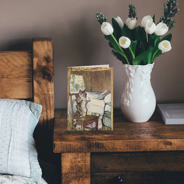 Cat Serving Tea - Beatrix Potter Get Well Greeting Card | Zazzle