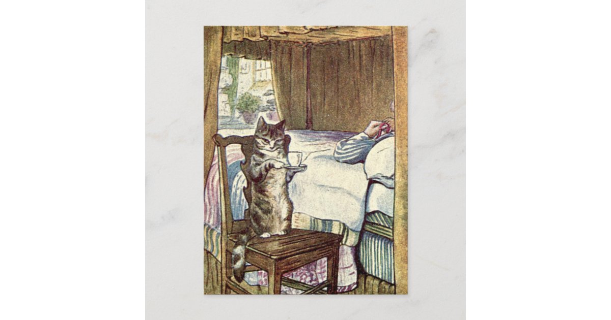 Cat Serving Tea Recipe Card | Zazzle