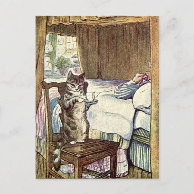 Cat Serving Tea Recipe Card | Zazzle