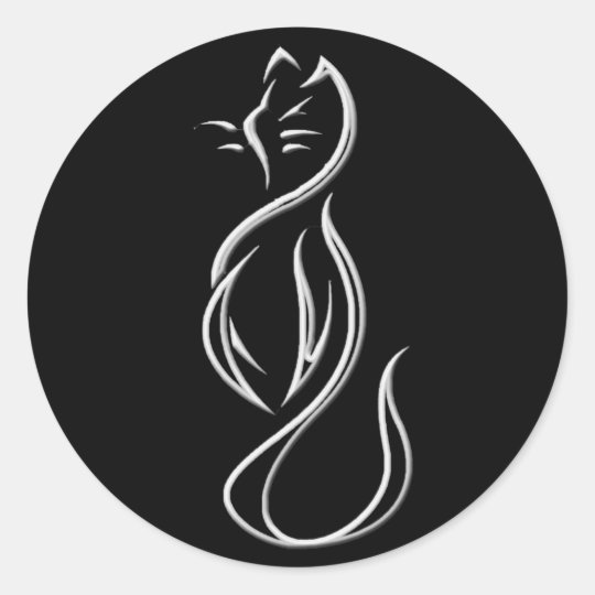 CAT SILHOUETTE CLASSIC ROUND STICKER | Zazzle.com