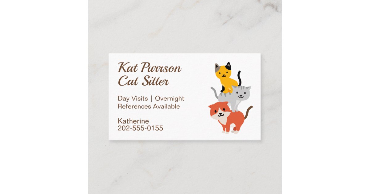 Cat Sitting Cattery Business Card | Zazzle