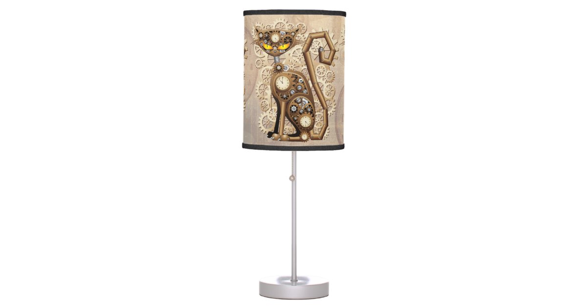 Cat Steampunk Vintage Retro Style Machine Table Lamp | Zazzle