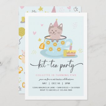 Cat Tea Party | Kit-Tea Party Invitation | Zazzle
