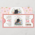 Cat-Themed Birthday Ticket Invitation | Cute Black | Zazzle