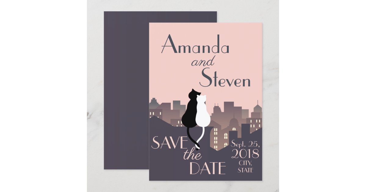 Cat themed wedding design invitation | Zazzle