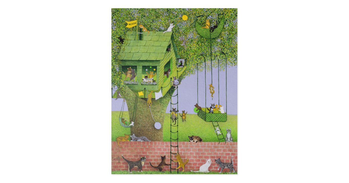 Cat Tree House Postcard | Zazzle.com