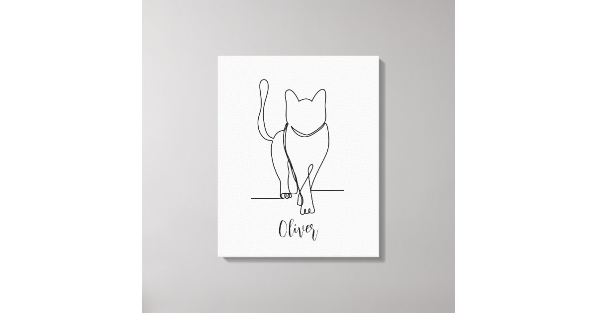 Cat Walking Drawing Print One Line Personalized | Zazzle