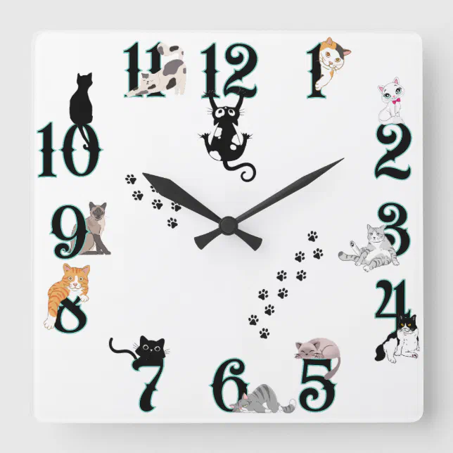Cat wall clock | Zazzle