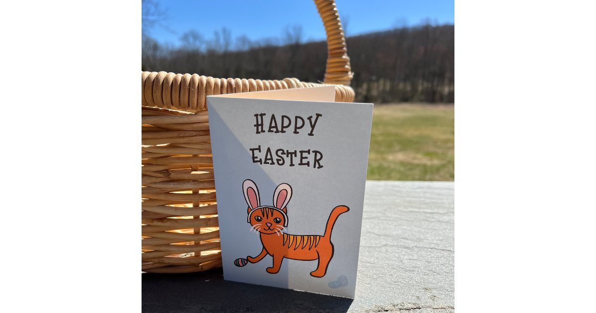 Cat Wearing Rabbit Ears Happy Easter Card | Zazzle