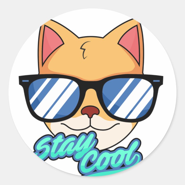 Cat wearing sunglasses classic round sticker | Zazzle.com