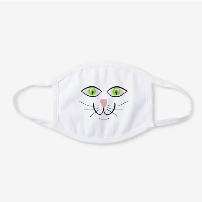 Cat White Face White Cotton Face Mask | Zazzle