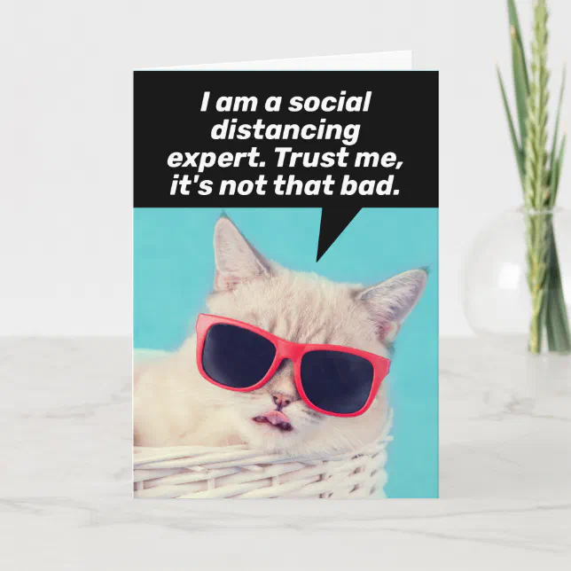 Cat Who Is A Social Distancing Expert- Coping Card | Zazzle