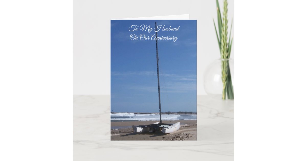 Catamaran Personalised Husband Wedding Anniversary Card | Zazzle