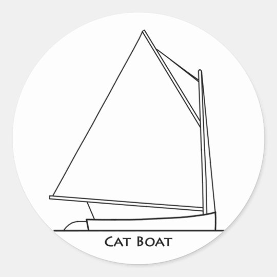 Catboat Sailing Logo (sail plan titled) Classic Round Sticker | Zazzle.com