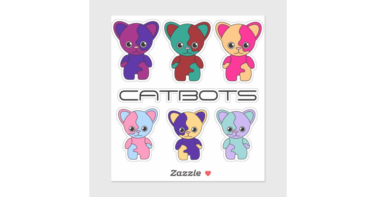 Catbot Ultimate Cute Cat Robot Colourful Sticker | Zazzle