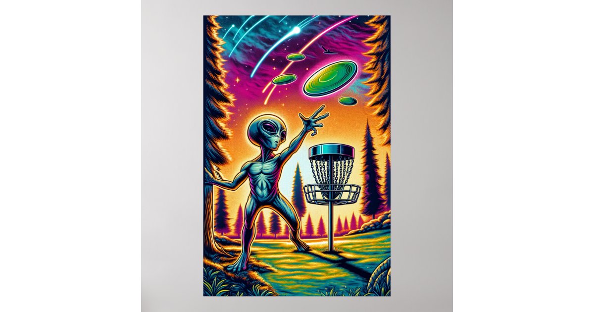 Catch the Breeze | Alien Disc Golf Poster | Zazzle