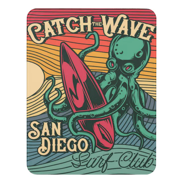 Catch the Wave Octopus | Vintage Design Door Sign | Zazzle