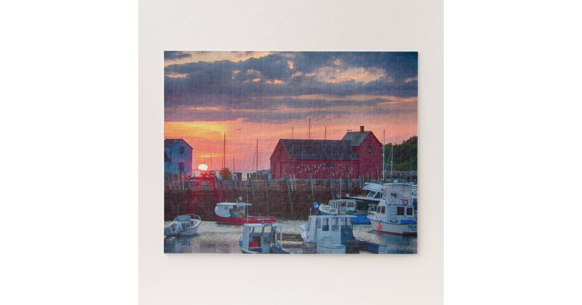 Catching Dawn on Rockport Harbor Jigsaw Puzzle | Zazzle