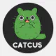 Catcus Funny Cat Cactus Pun Dark BG Classic Round Sticker | Zazzle