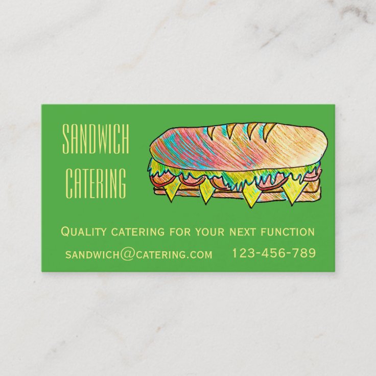 Catering business for sandwich lunch functions business card | Zazzle