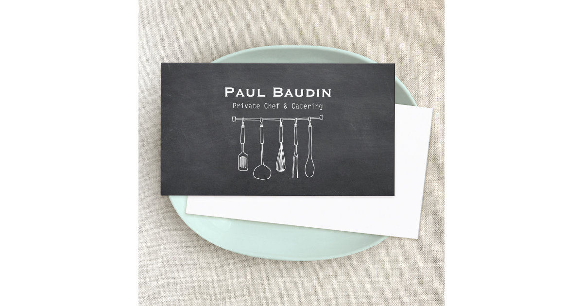Catering Chef Cooking Utensils Business Card | Zazzle