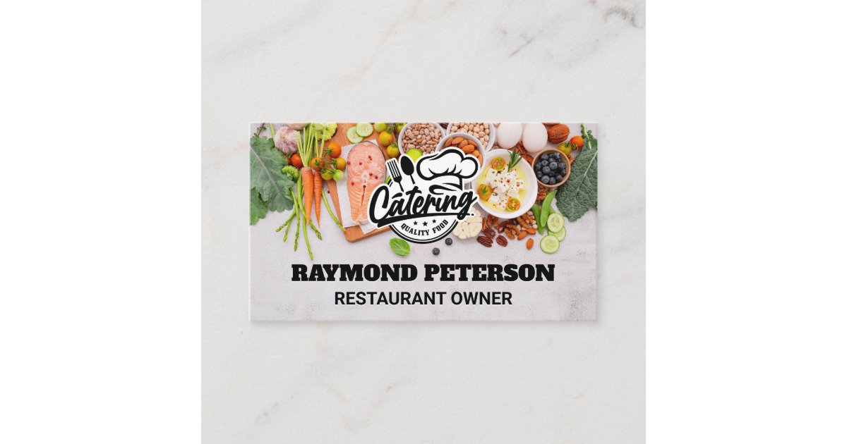 Catering Chef Logo | Food Spread Business Card | Zazzle