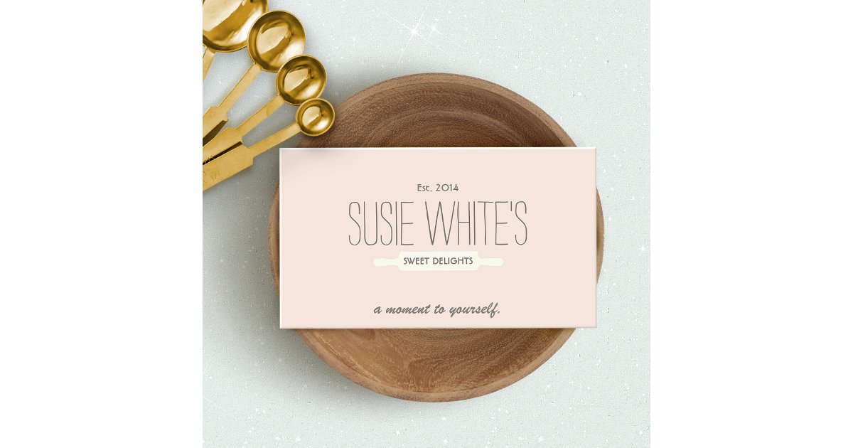 Catering Pastry Chef Rolling Pin Cute Retro Bakers Business Card | Zazzle