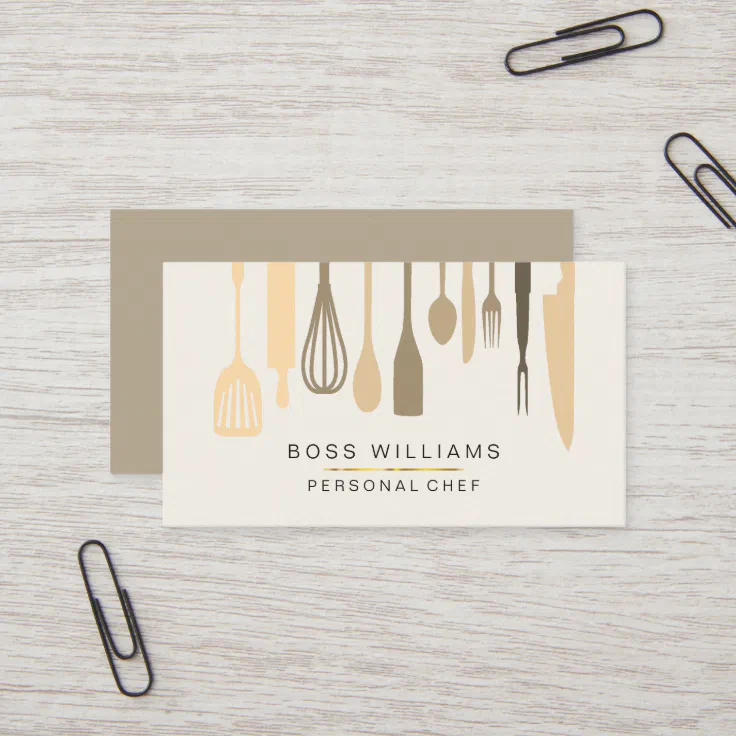 Catering Personal Chef Kitchen Utensils Pastry Business Card | Zazzle