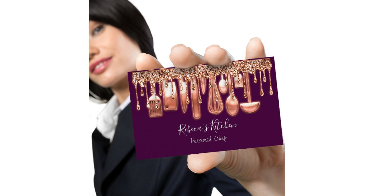 Catering Personal Chef Restaurant Copper Purple Business Card | Zazzle