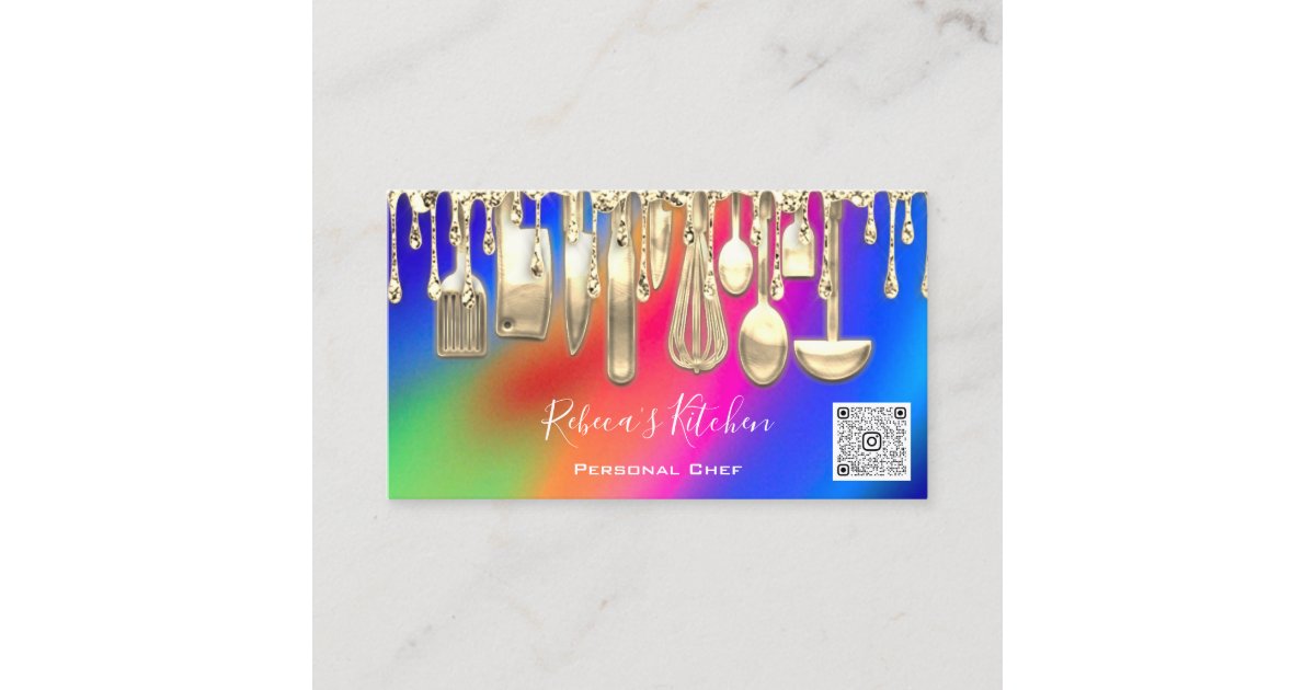 Catering Personal Chef Restaurant Drip QR Code Business Card | Zazzle