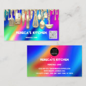 Catering Personal Chef Restaurant GoldDrip QR Code Business Card | Zazzle