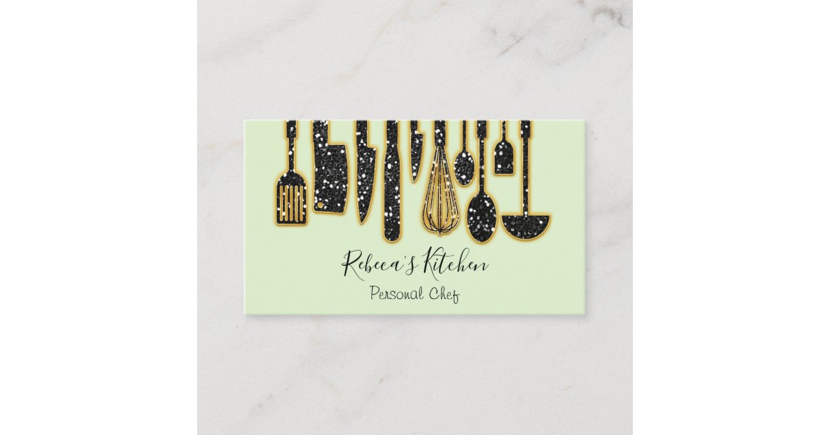Catering Personal Chef Restaurant Kitchen Green Business Card | Zazzle