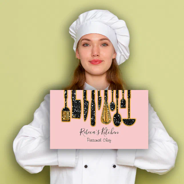 Catering Personal Chef Restaurant Kitchen Pink Business Card | Zazzle