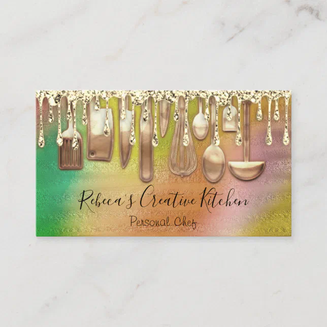 Catering Personal Chef Restaurant QR Code Drips Business Card | Zazzle