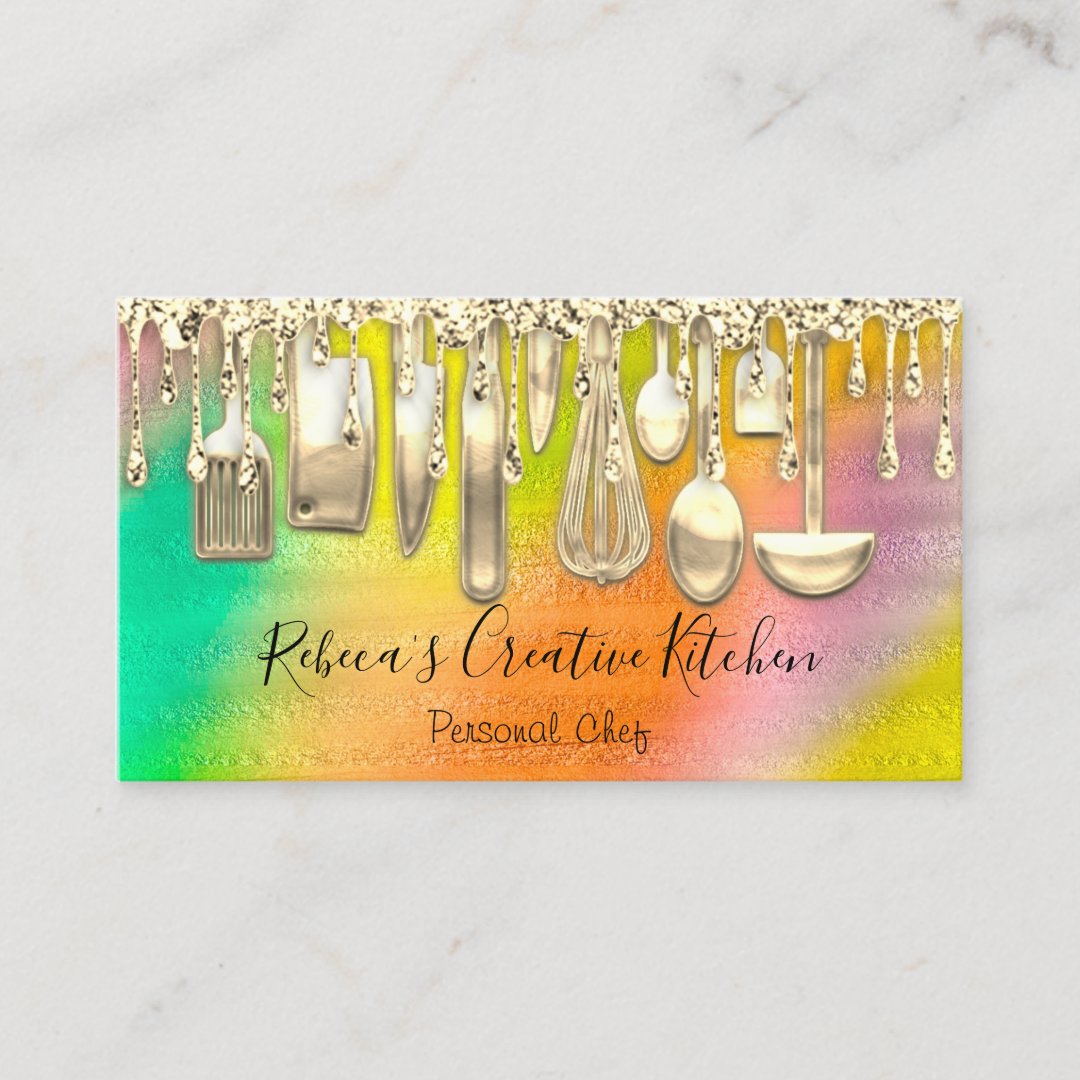 Catering Personal Chef Restaurant QR Code Gold Business Card | Zazzle