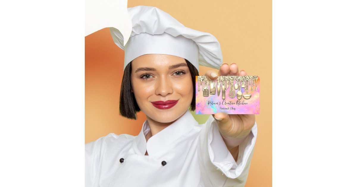 Catering Personal Chef Restaurant QR Code Pink Business Card | Zazzle