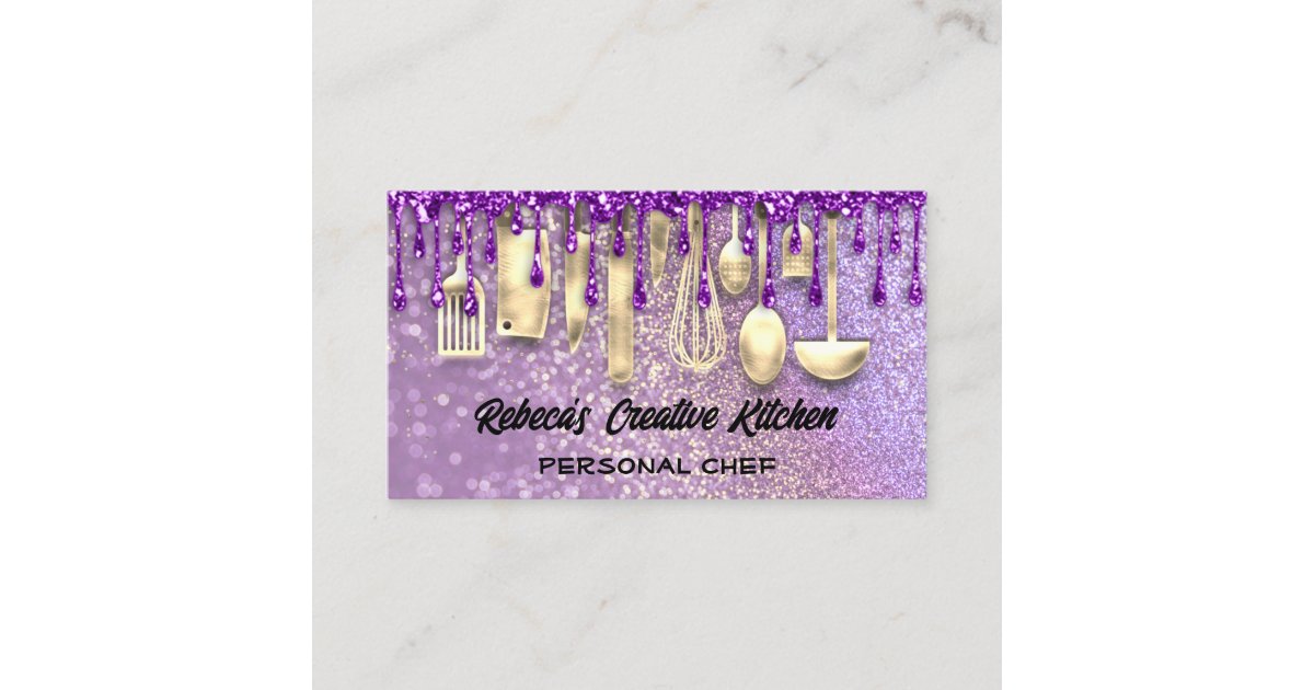 Catering Personal Chef Restaurant QR Code Purple Business Card | Zazzle
