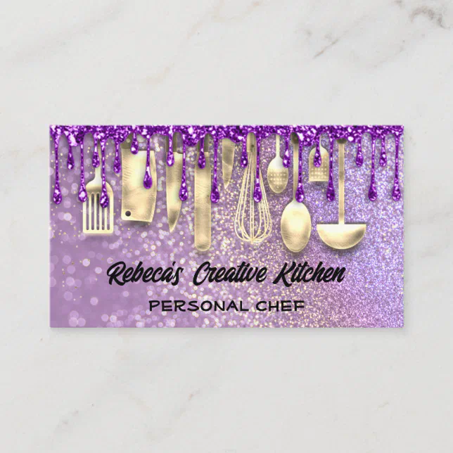 Catering Personal Chef Restaurant QR Code Purple Business Card | Zazzle